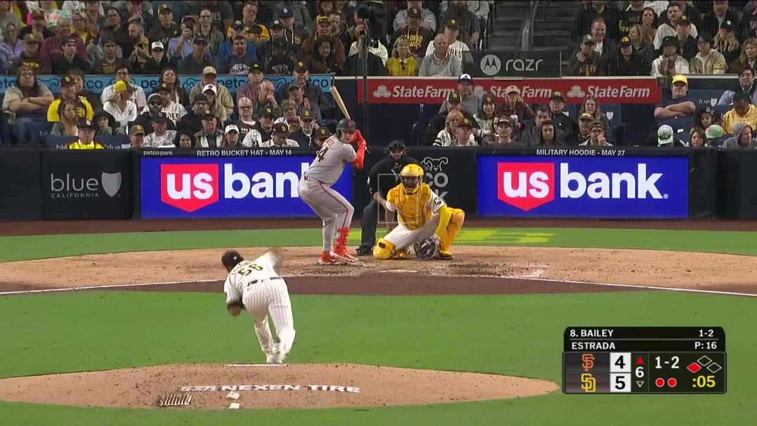 Patrick Bailey flies out to center fielder Tyler Wade. | 04/29/2025 ...