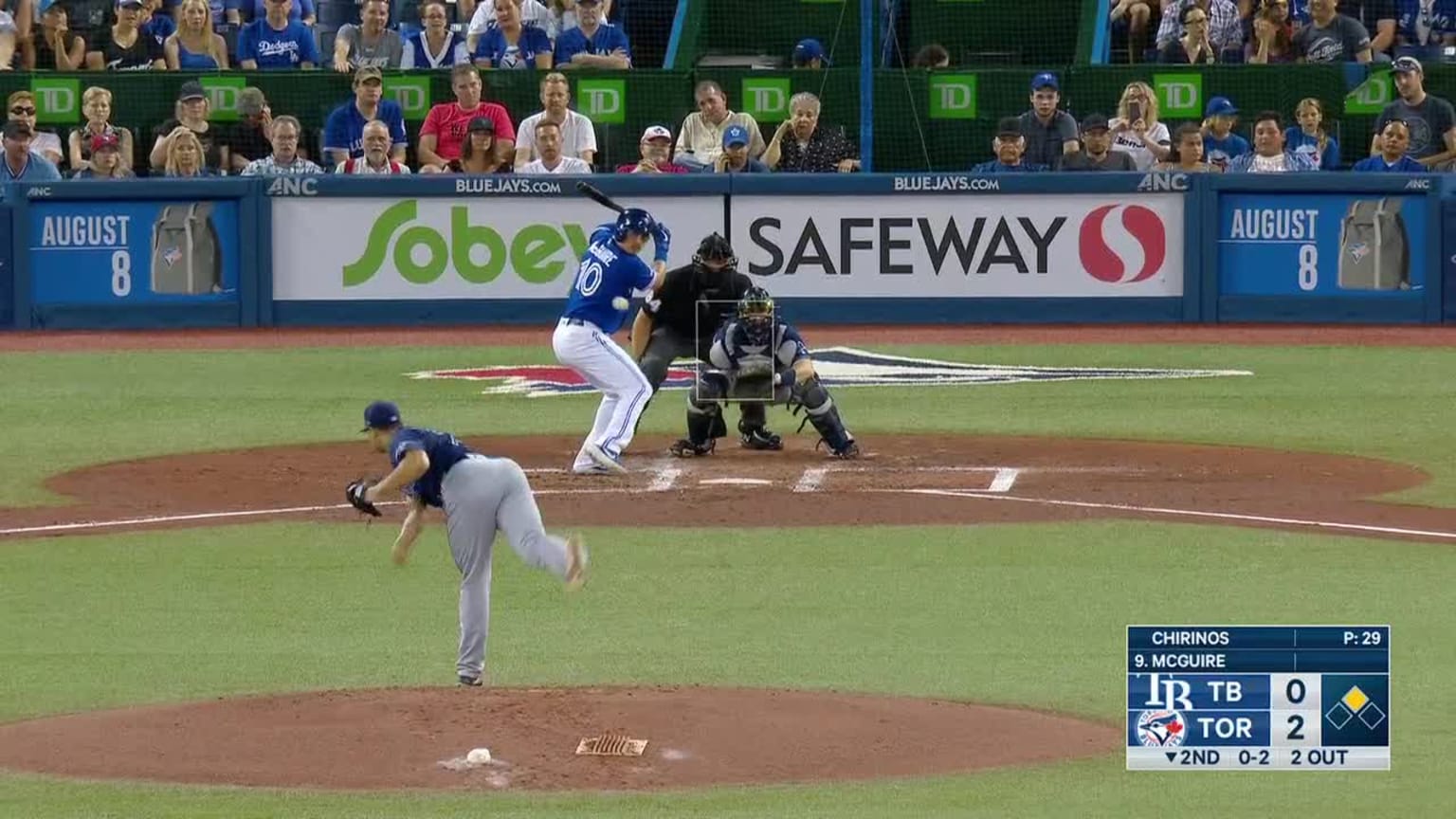 Reese McGuire grounds out to first baseman Nate Lowe. | 07/28/2019 ...