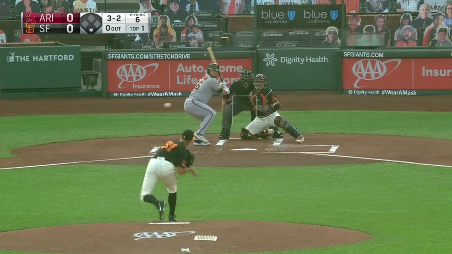 Tyler Anderson Foul to Kole Calhoun | 08/22/2020 | San Francisco Giants