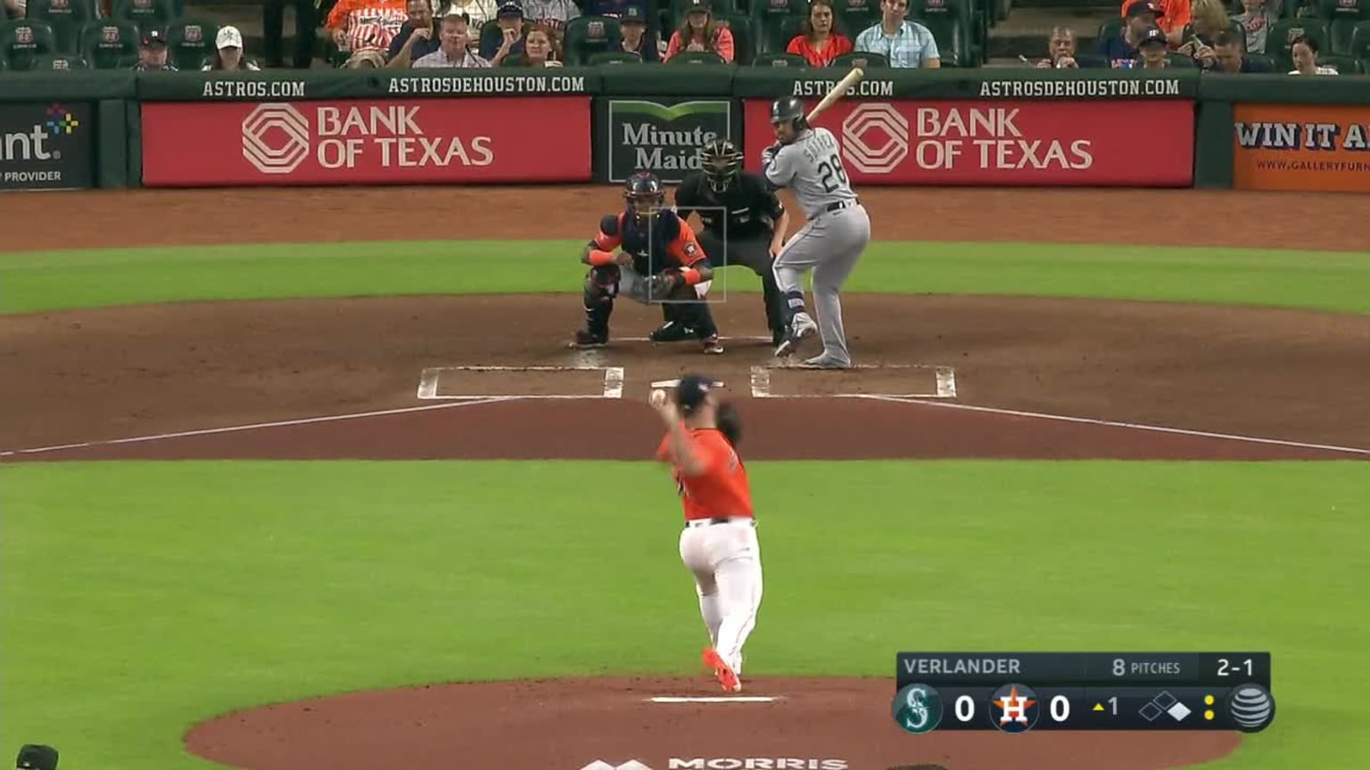 Julio Rodriguez caught stealing 2nd base, catcher Martin Maldonado to ...