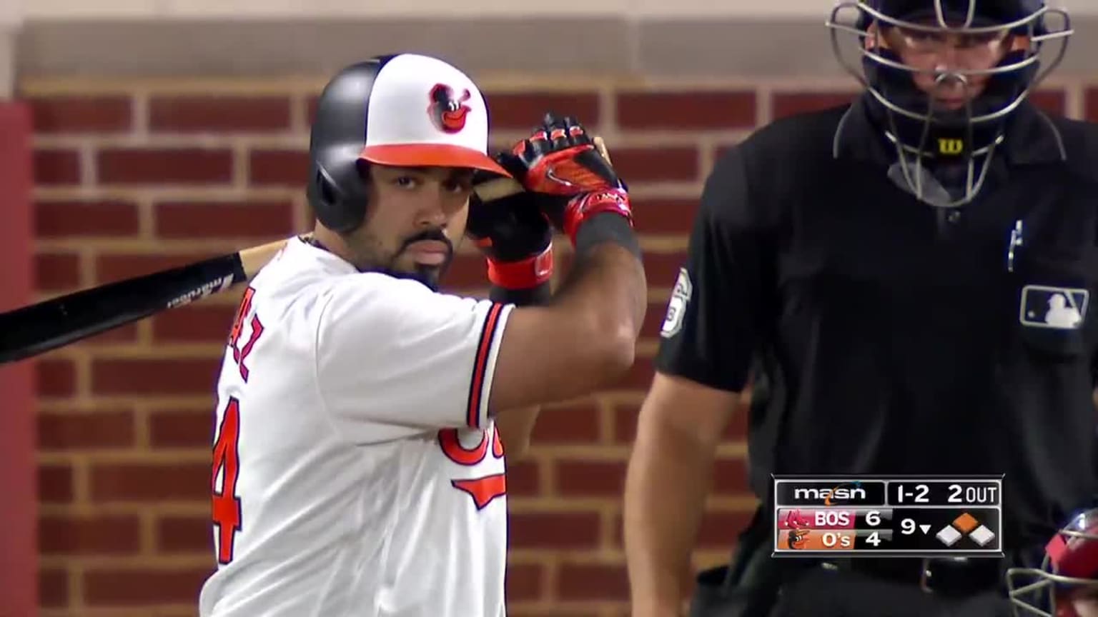 Pedro Alvarez strikes out swinging, catcher Christian Vazquez to first ...