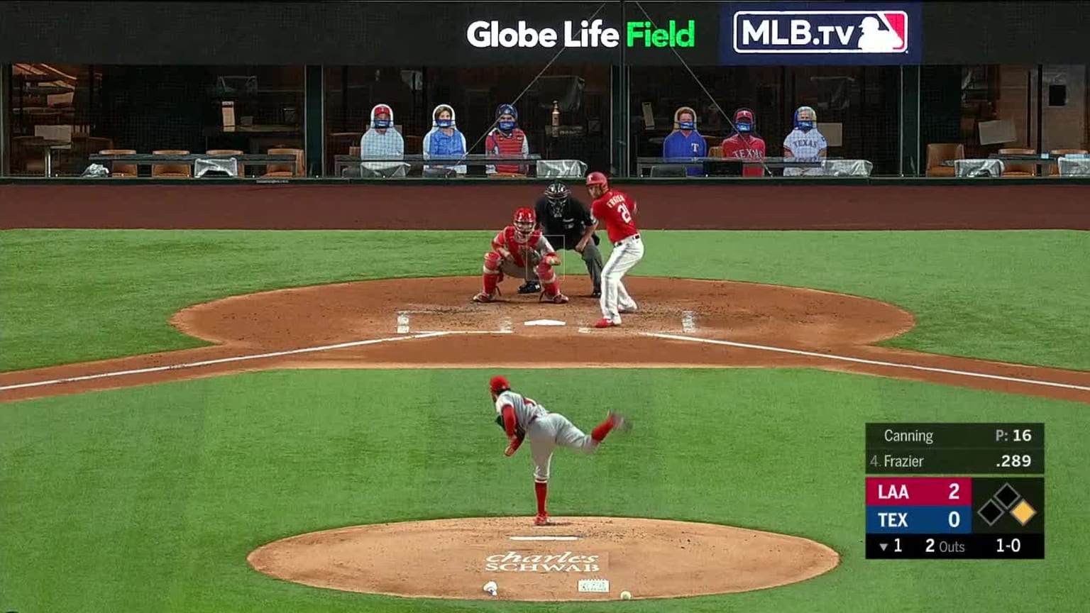 Griffin Canning Strike cantado to Todd Frazier | 07/08/2020 | Los Blue ...