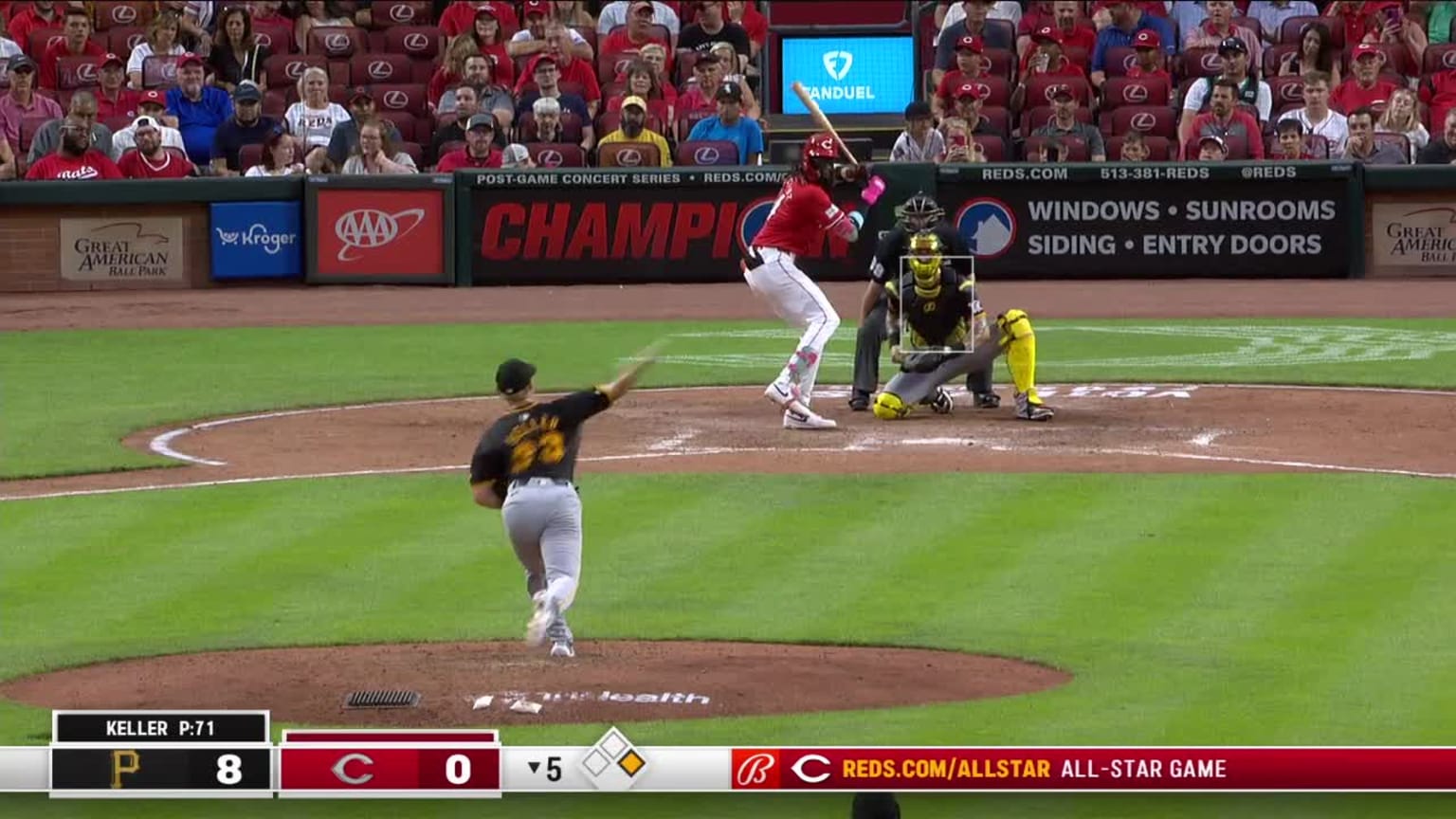 Elly De La Cruz doubles (15) on a line drive to left fielder Bryan Reynolds. Jonathan India to ...