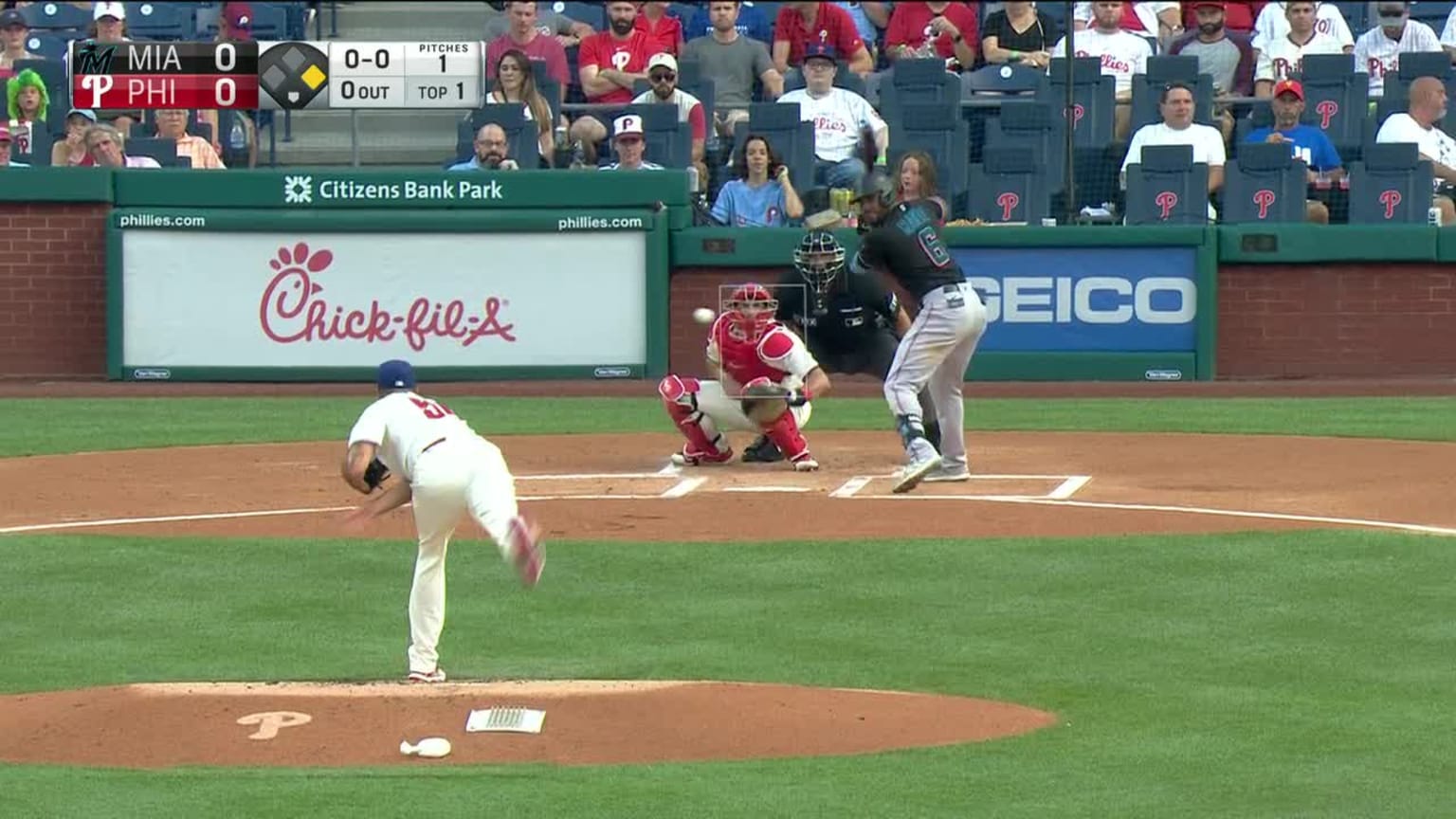 Zach Eflin Ball to Starling Marte | 07/16/2021 | Cleveland Guardians