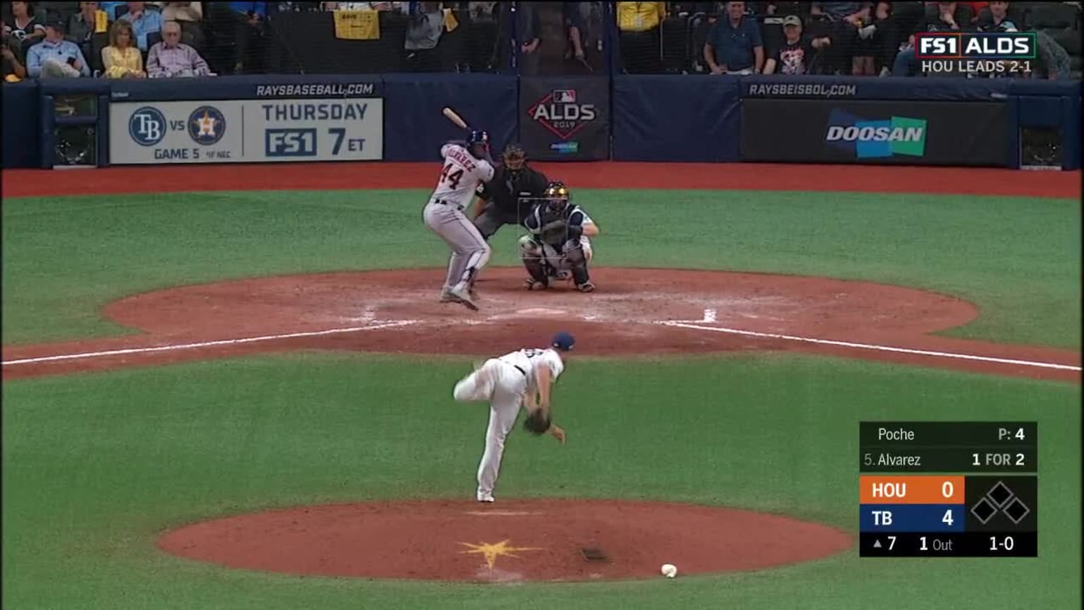 Colin Poche Ball to Yordan Alvarez | 10/08/2019 | MLB.com