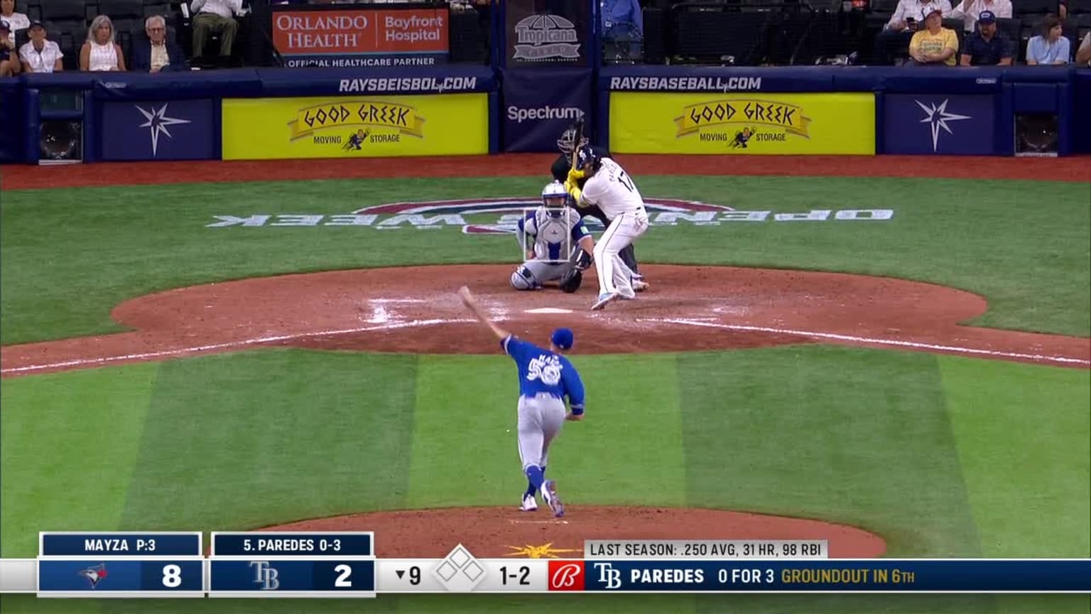 Isaac Paredes strikes out swinging. | 03/28/2024 | Tampa Bay Rays