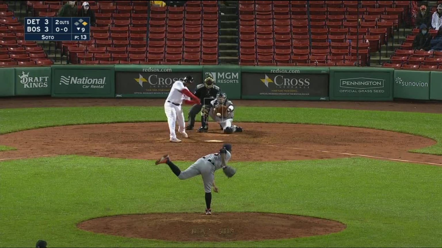 Rafael Devers doubles (8) on a line drive to left fielder Robbie ...