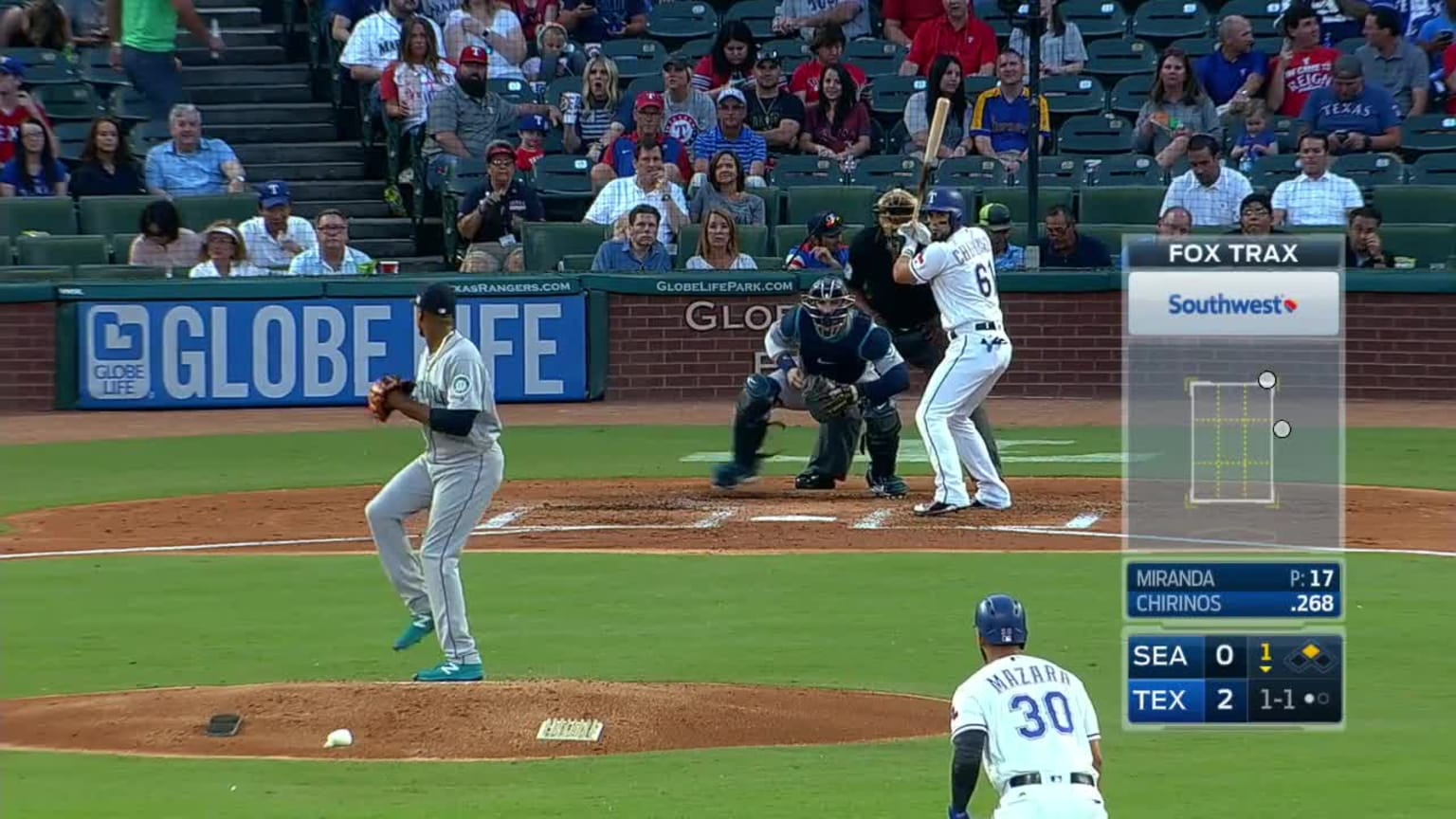 Ariel Miranda Ball to Robinson Chirinos | 09/11/2017 | New York Mets