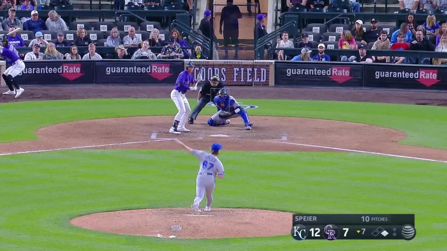 Ryan McMahon singles on a bunt ground ball to pitcher Gabe Speier. C.J ...