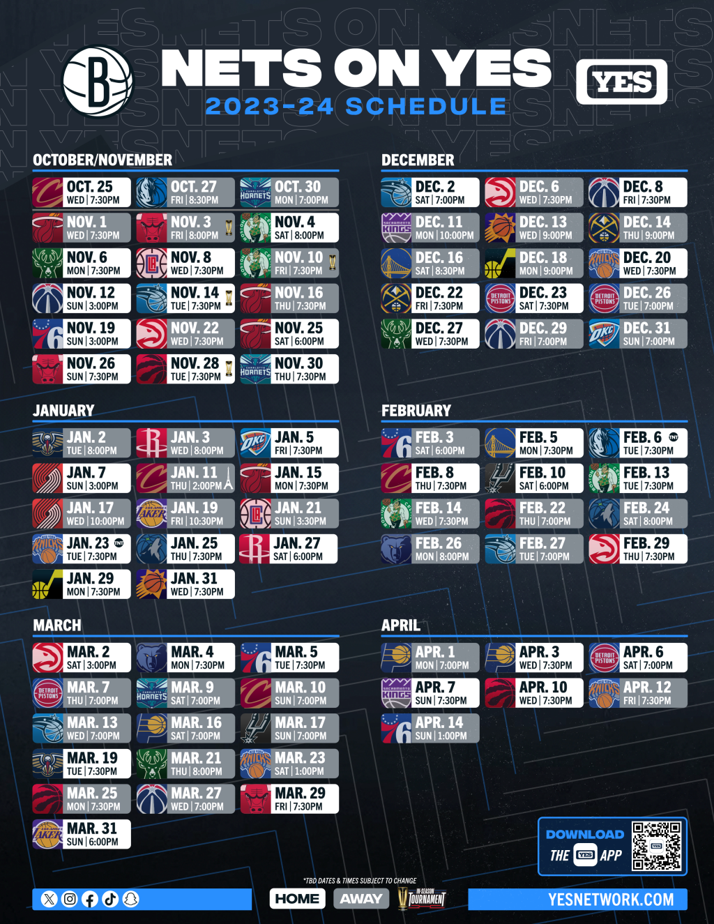YES Nets Broadcast Schedule | YES Network