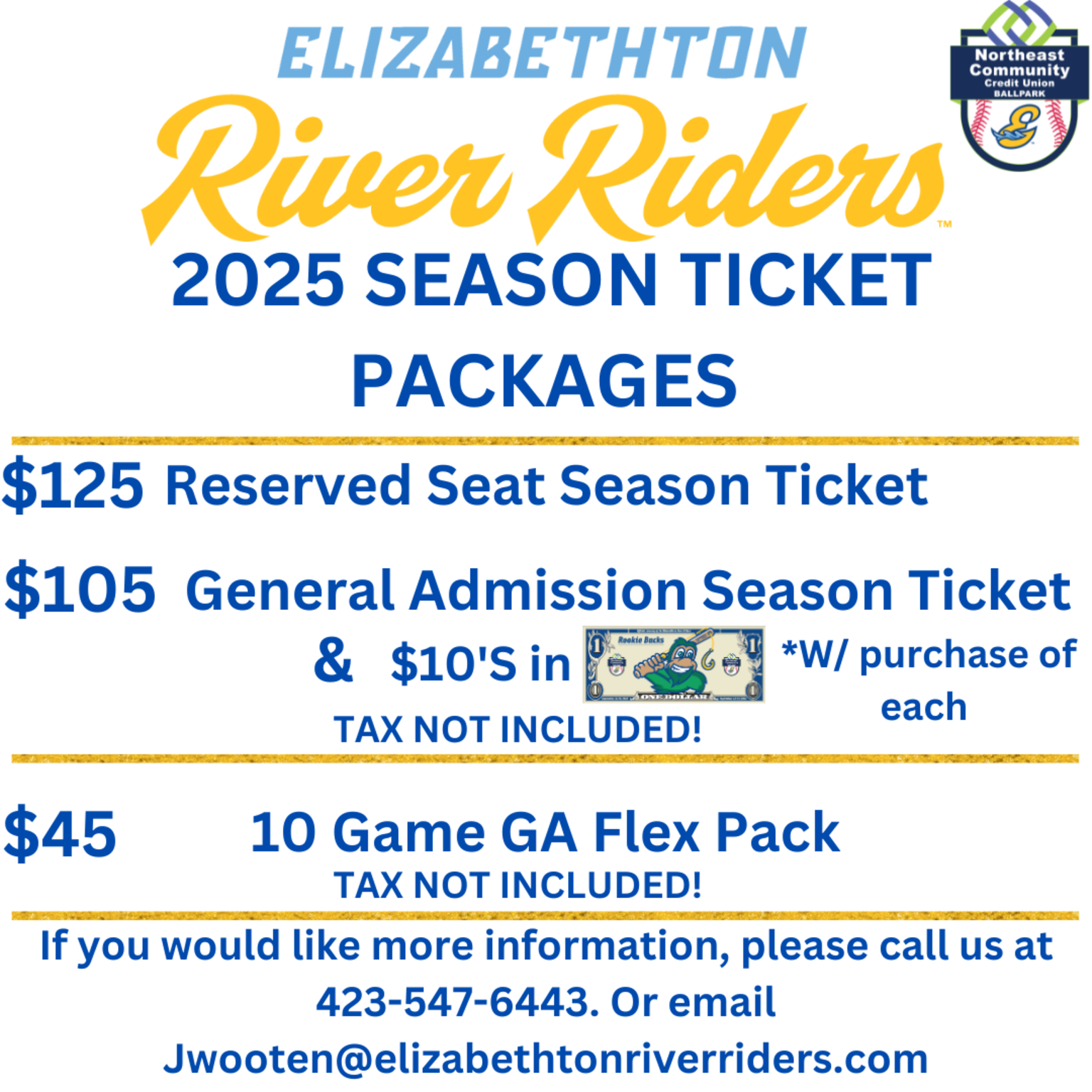 Elizabethton River Riders Season Tickets | Elizabethton River Riders
